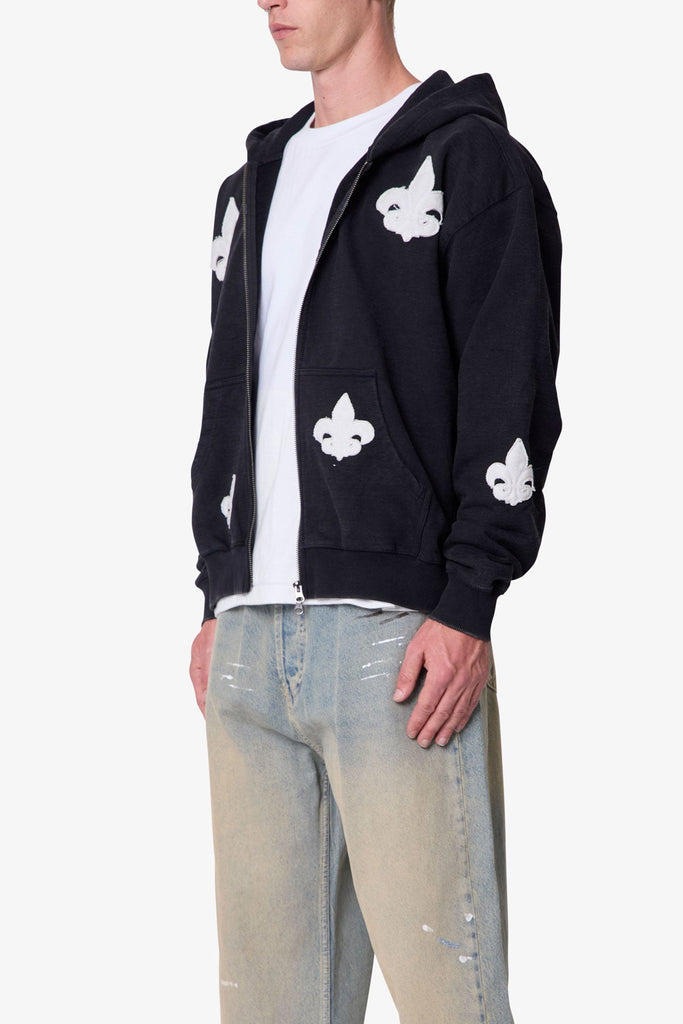 Fleur Zip Up Hoodie - Washed Black | mnml | shop now