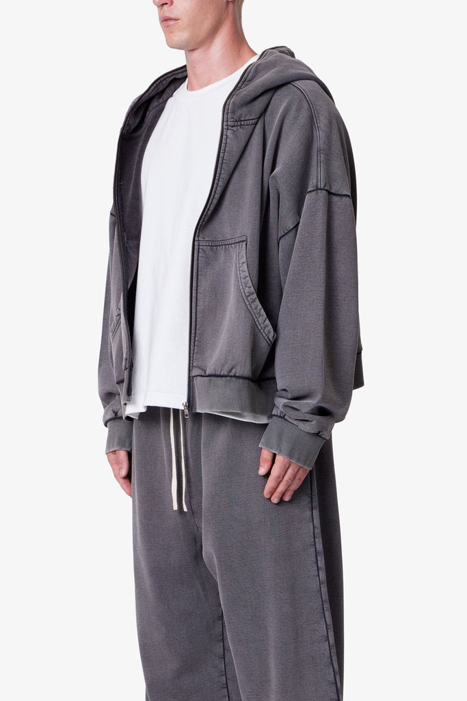 Full Zip Hoodie - Washed Black | mnml | shop now