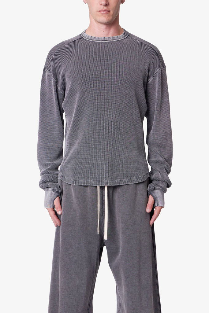 Washed Thermal L/S Tee - Washed Black | mnml | shop now