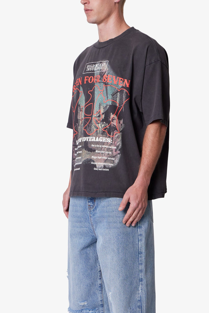 747 Printed Tee - Washed Black | mnml | shop now