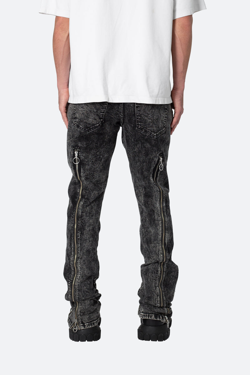B571 Zipper Flare Pants - Washed Black | mnml | shop now