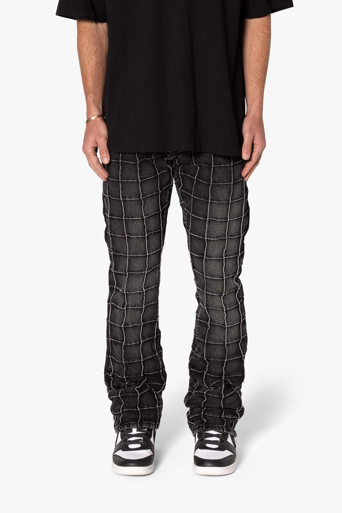 B665 Pleated Square Flare Denim - Black | mnml
