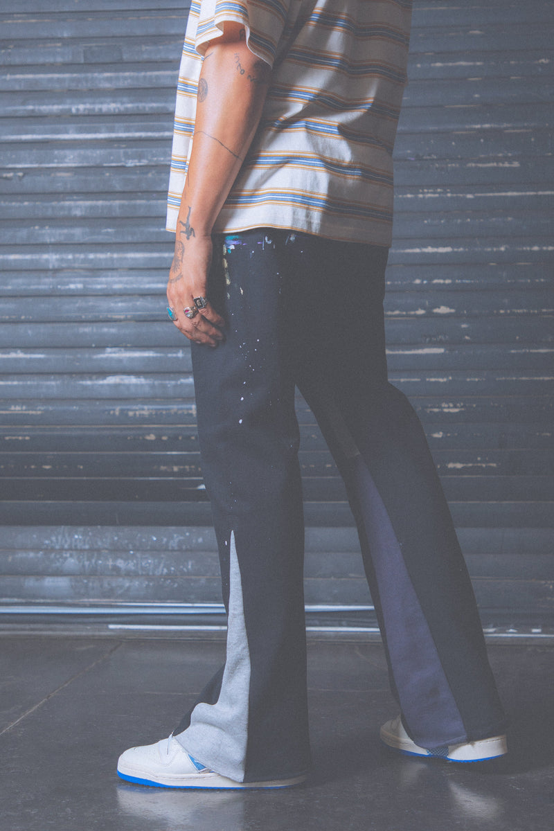 Black Contrast Bootcut Sweatpants | mnml