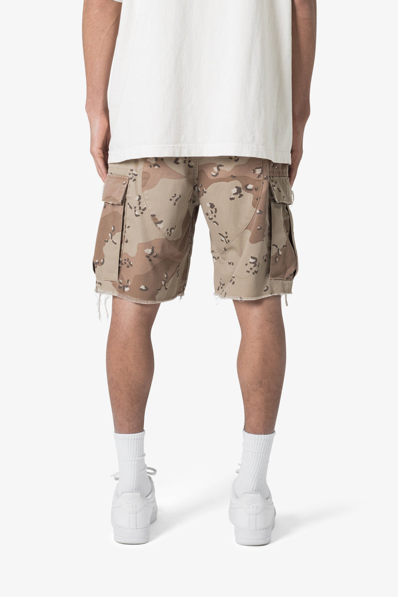 Distressed Cargo Shorts - Desert Camo | mnml | shop now