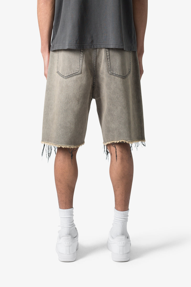 Distressed Mineral Denim Shorts - Brown | mnml | shop now
