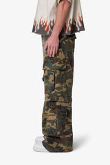 Distressed Rave Cargo Pants - Camo | mnml