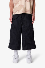 Extra Long Nylon Cargo Shorts - Black | mnml | shop now