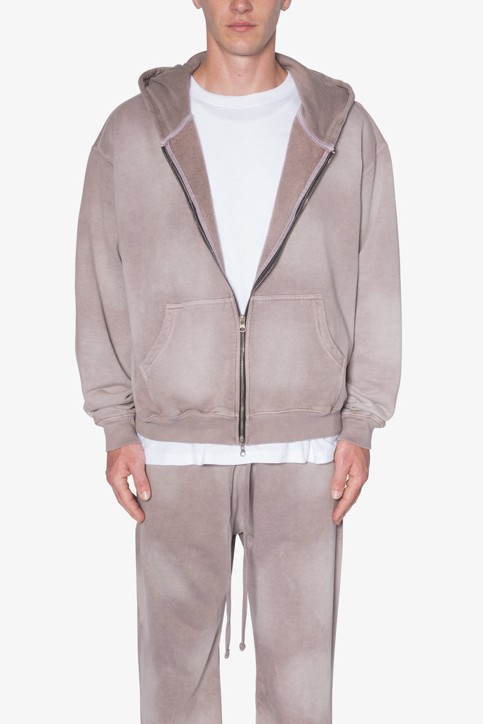 Faded Basic Zip Up Hoodie Hoodie - Washed Mauve | mnml | shop now
