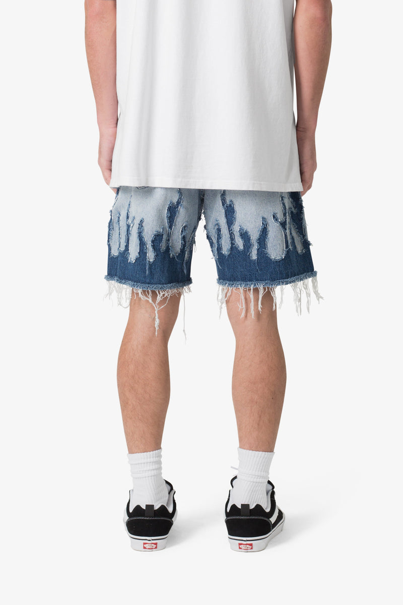 Flame Denim Shorts - Blue | mnml | shop now