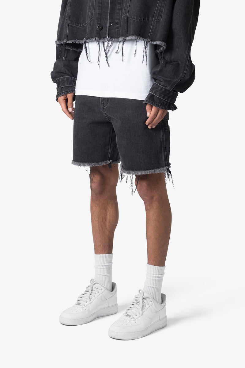 Frayed Denim Shorts - Washed Black | mnml | shop now