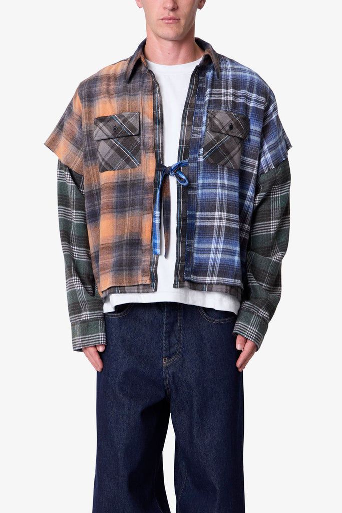 Knot Tie Mix Flannel Shirt - Multi | mnml