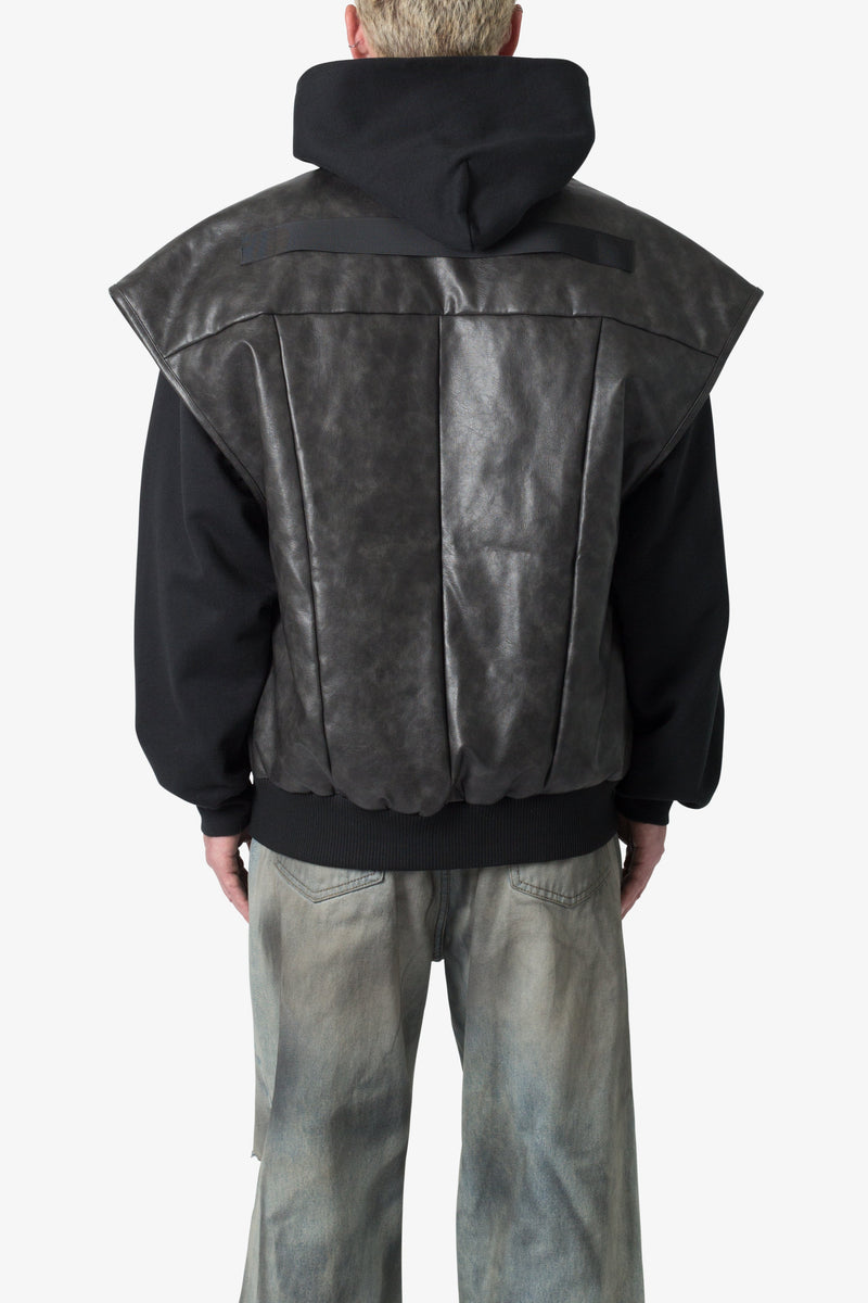 Leather Bomber Vest - Black | mnml | shop now