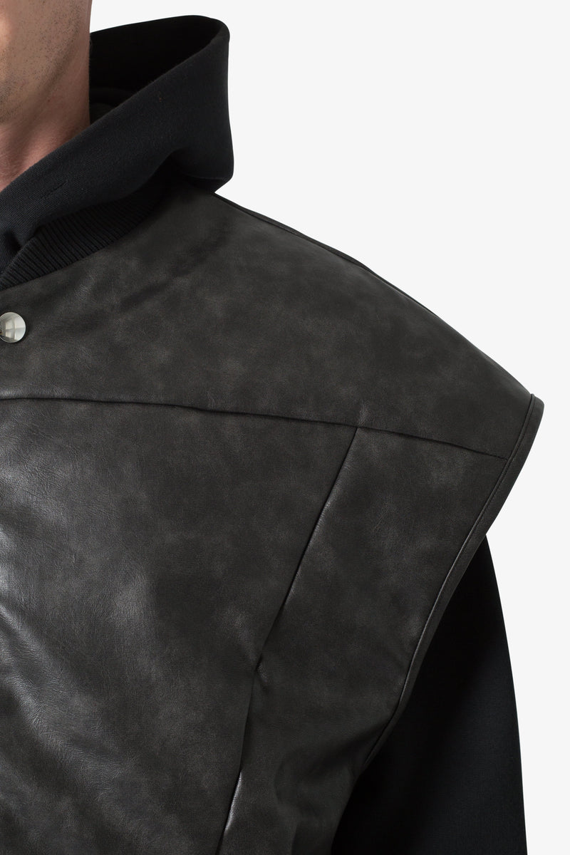 Leather Bomber Vest - Black | mnml | shop now