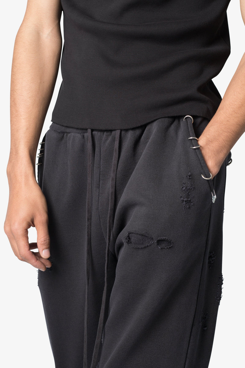 Metal Ring Flared Sweatpants - Black | mnml | shop now