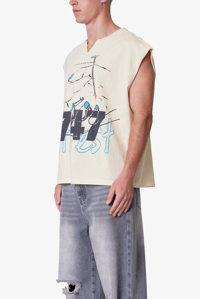 Nail Printed Cut Off Tee - Antique White | mnml | shop now