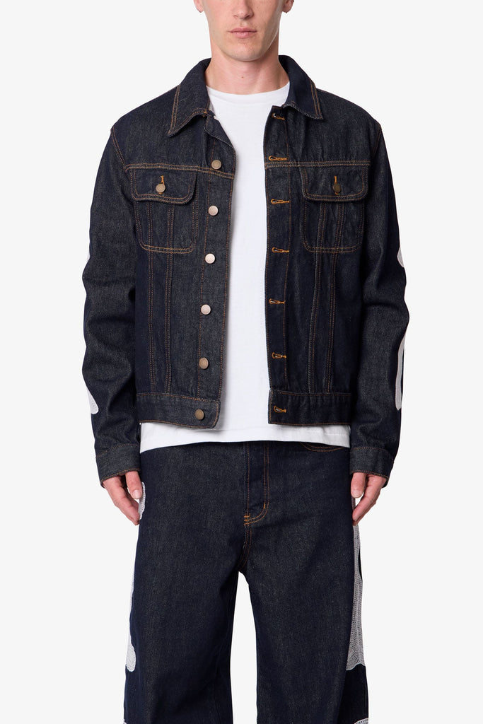 Raw Skeleton Trucker Jacket - Rinsed Indigo | mnml | shop now
