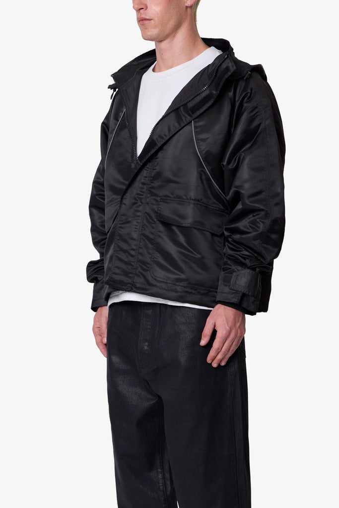 Reflective Piped Parka Jacket - Black | mnml