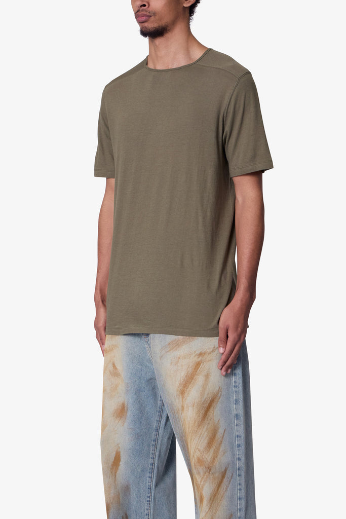 Sheer Crewneck Tee - Olive | mnml | shop now