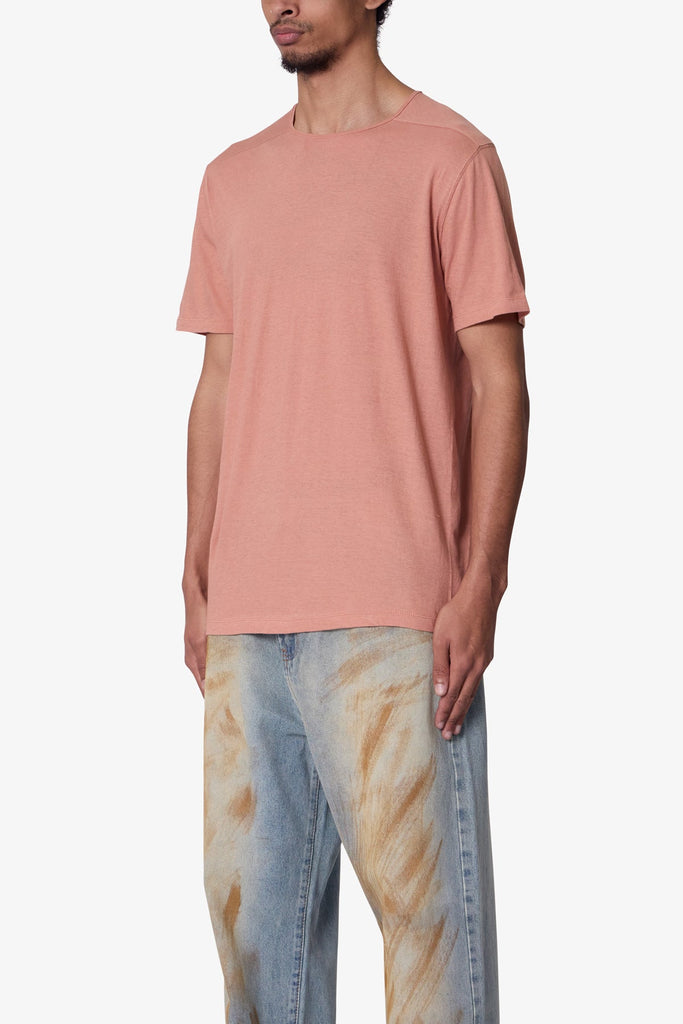 Sheer Crewneck Tee - Rust | mnml | shop now