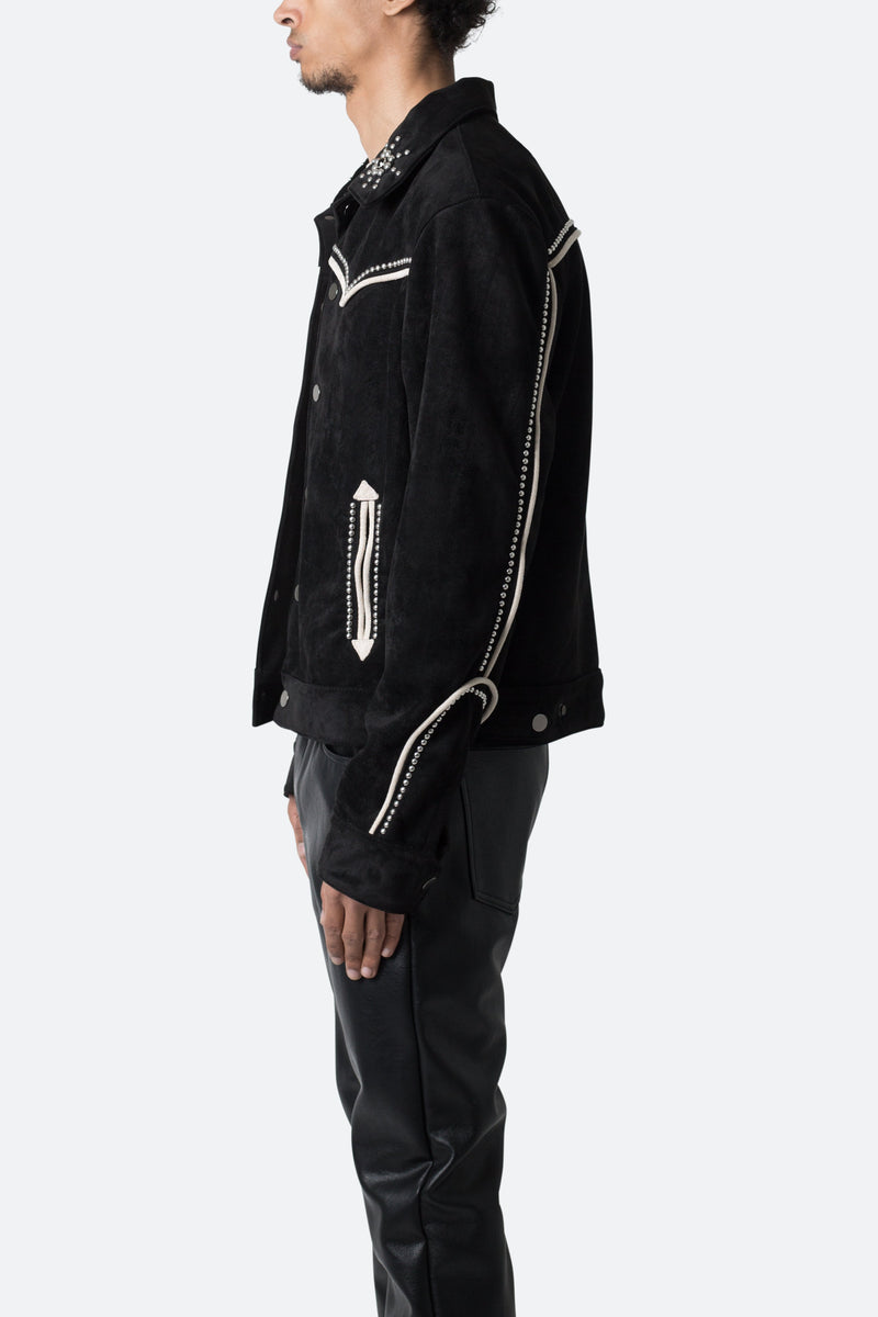 Suede Collared Jacket - Black | mnml | shop now
