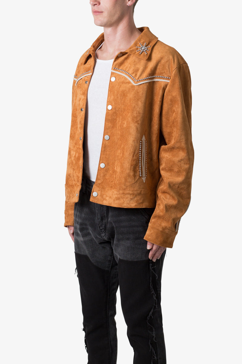 Suede Collared Jacket - Orange | mnml | shop now