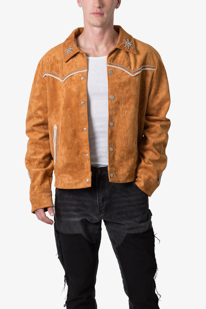 Suede Collared Jacket - Orange | mnml | shop now
