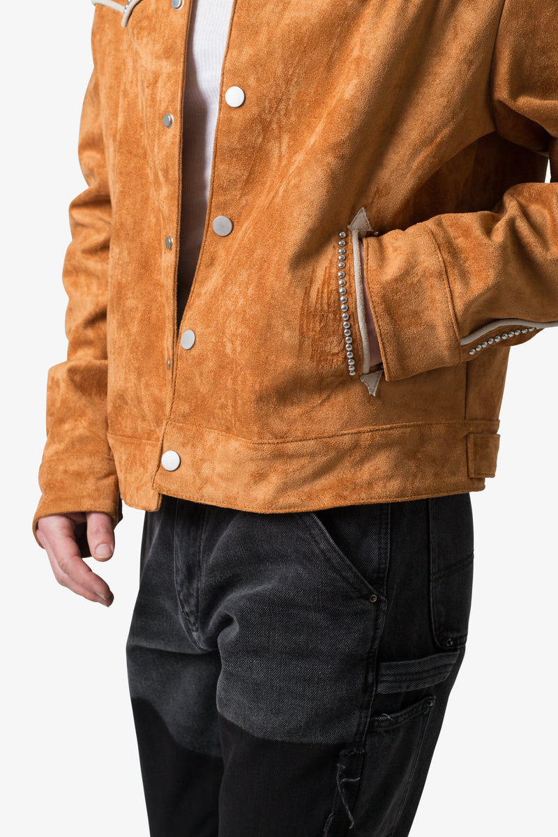 Suede Collared Jacket - Orange | mnml | shop now