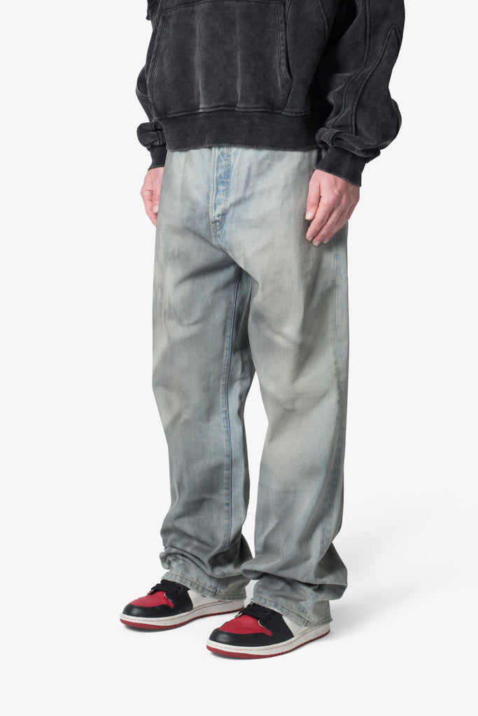 Ultra Baggy Oil Stain Denim - Vintage Blue | mnml | shop now