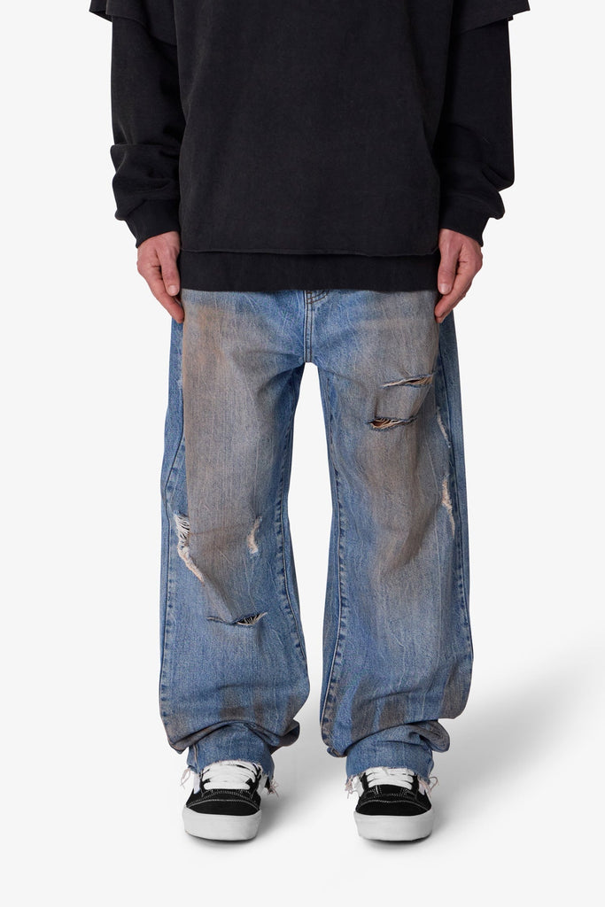 Ultra Baggy Ran Over Denim - Blue | mnml | shop now