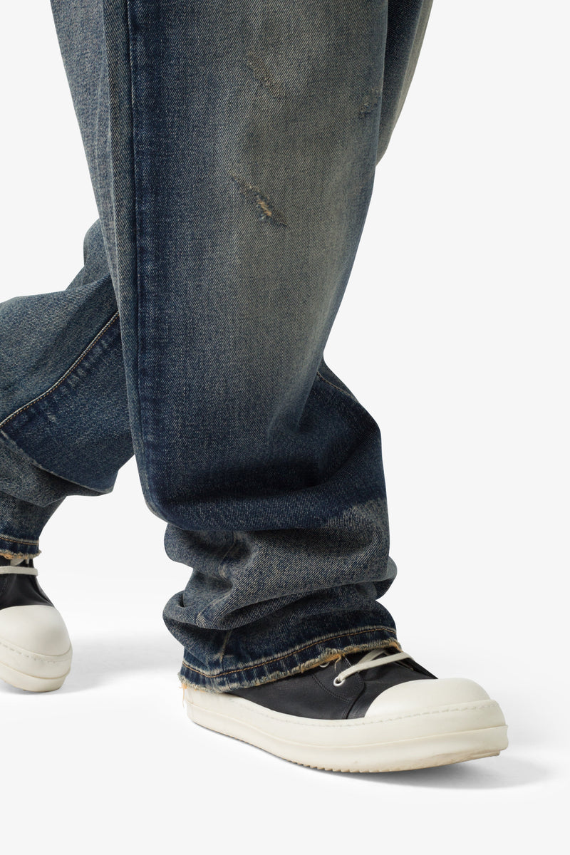 Ultra Baggy Shadow Patch Denim - Washed Light Blue | mnml | shop now