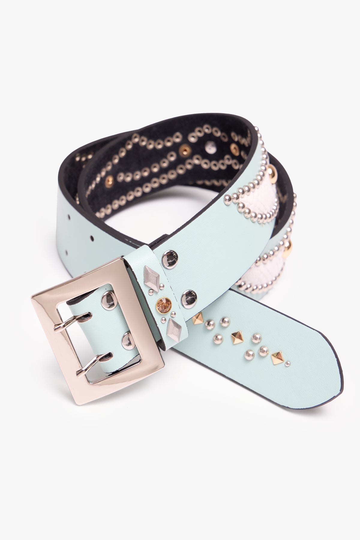 Ceinture vintage en python - Aqua/Blanc | mnml | Achetez maintenant