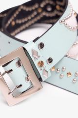Vintage Python Belt - Aqua/White | mnml | shop now