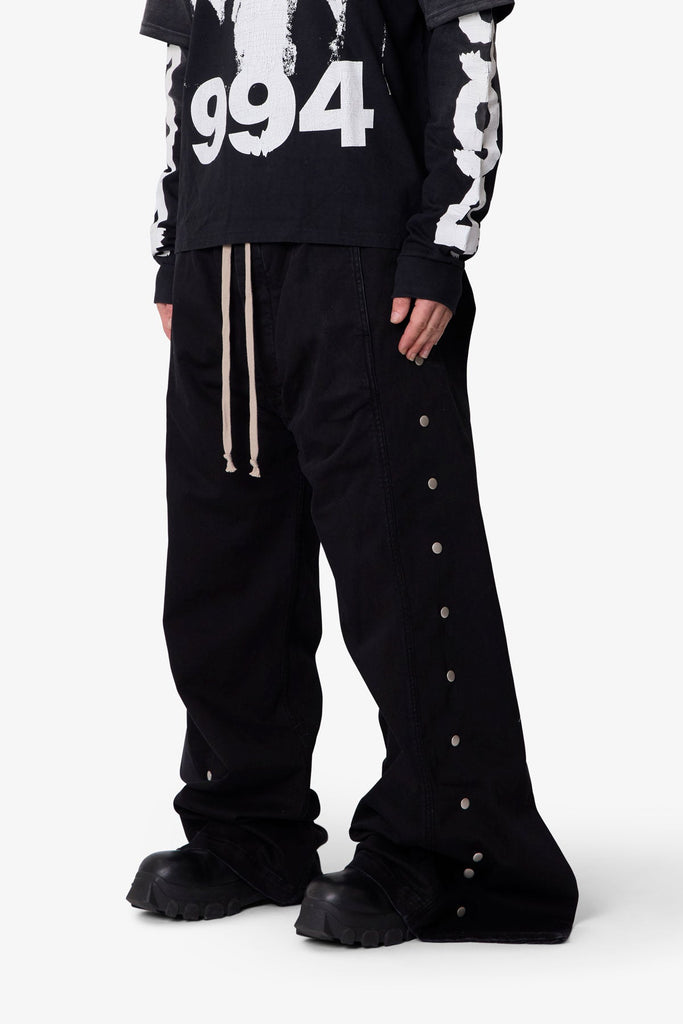 Wide Panel Side Snap Pants - Black | mnml