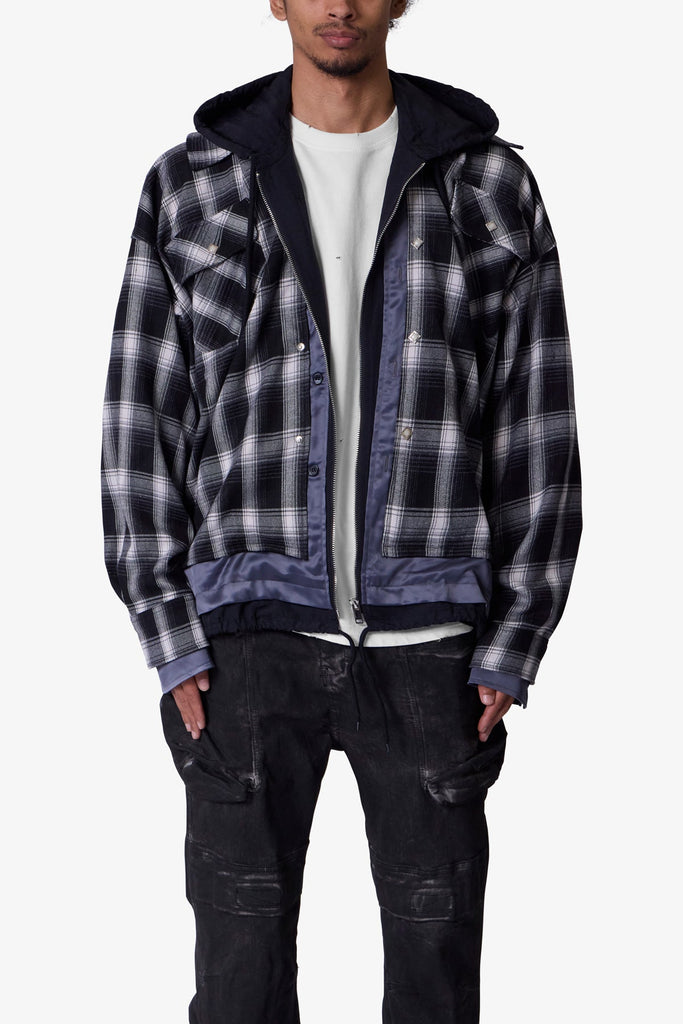 Zipped Up Flannel Jacket - Black | mnml | shop now
