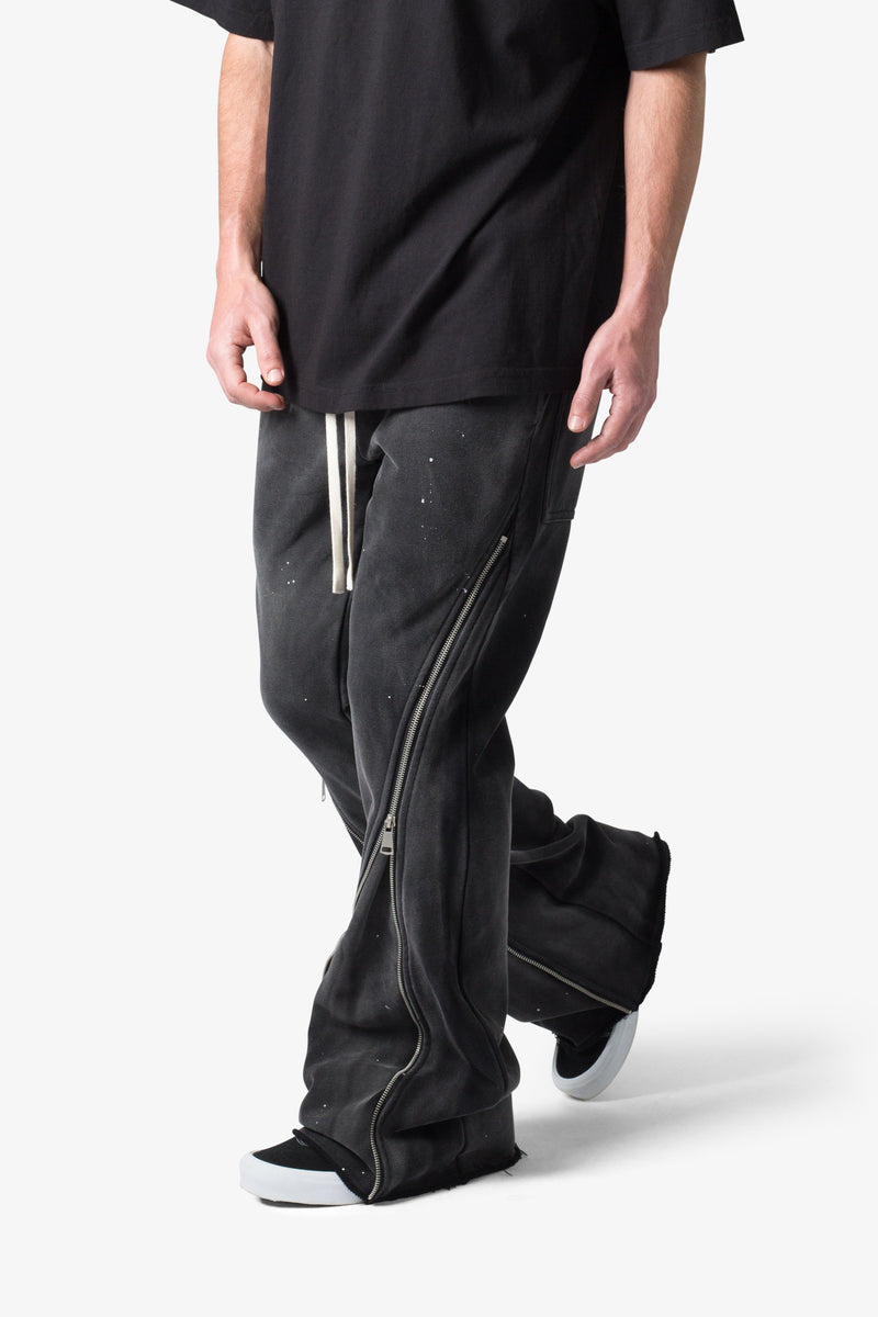Zipper Flare Sweatpants - Vintage Black | mnml | shop now